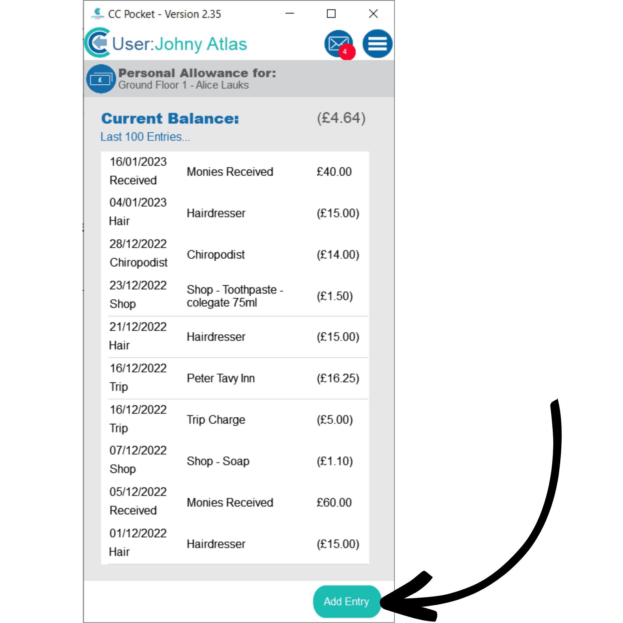 Amending Personal Allowance on Pocket – Care Control Learning Hub