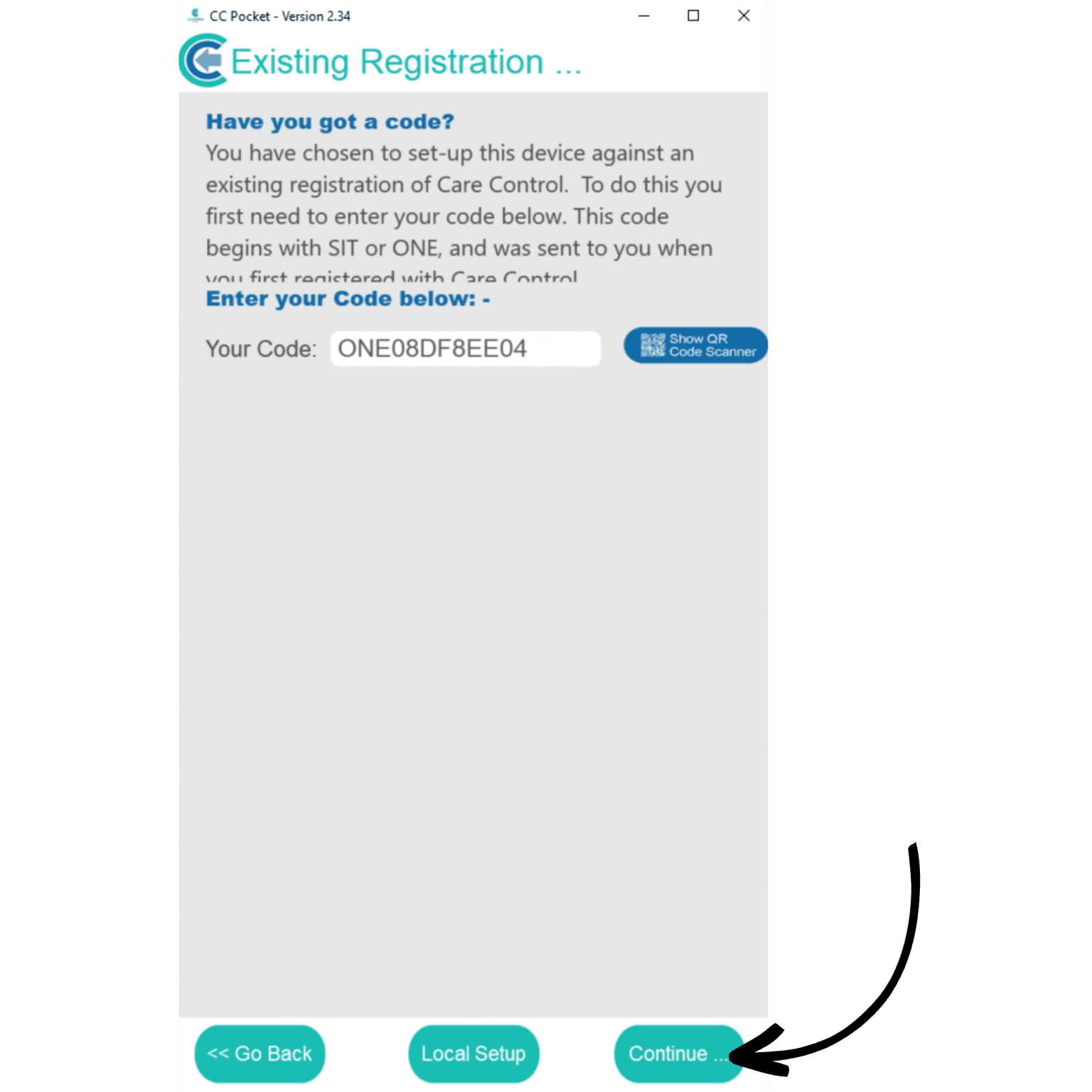 Registering Pocket with a One-Time-Code – Care Control Learning Hub
