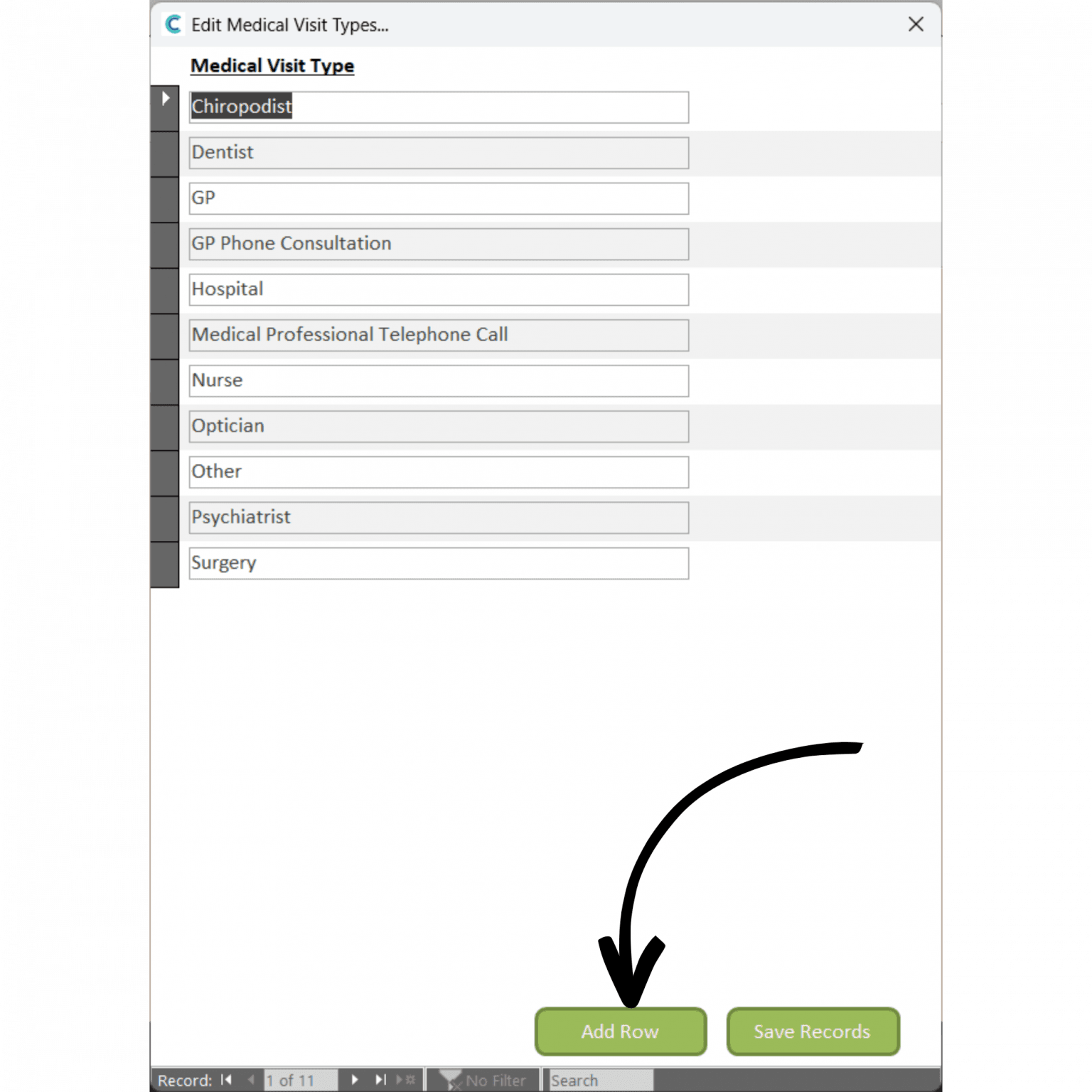 Add a Medical Visit Type to Care Control – Care Control Learning Hub