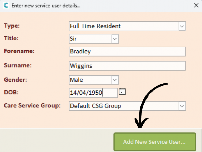 Adding a New Service User on CC Windows – Care Control Learning Hub