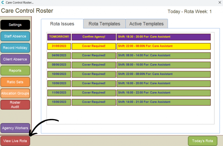 Assigning Allocations to the Rota – Care Control Learning Hub