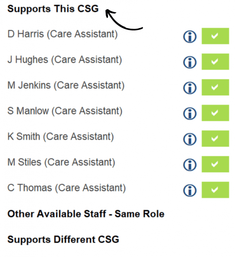 Using CSGs in the Roster – Care Control Learning Hub