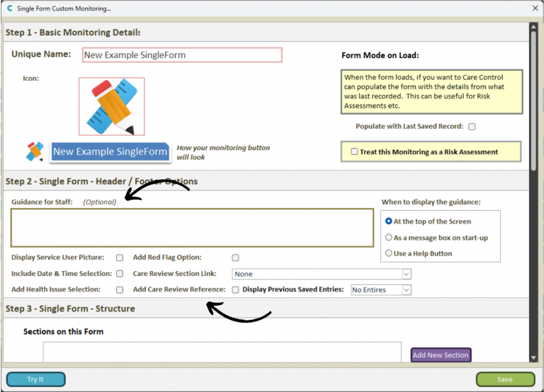 Single Form Monitoring – Care Control Learning Hub