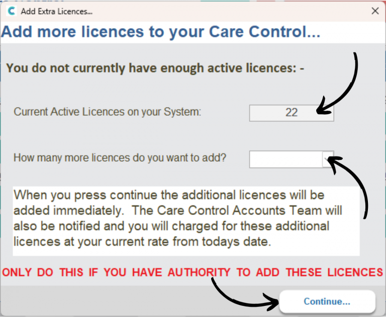 Additional Service User Licenses – Care Control Learning Hub