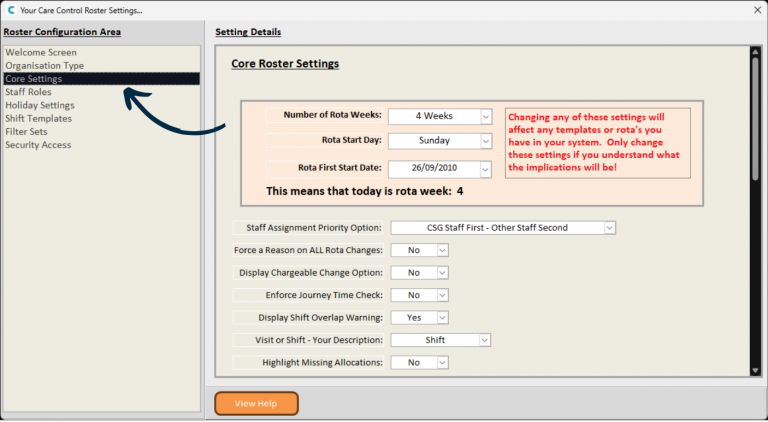 Roster Settings Overview – Care Control Learning Hub