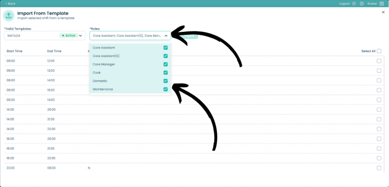 Importing rota template into Cloud Roster – Care Control Learning Hub